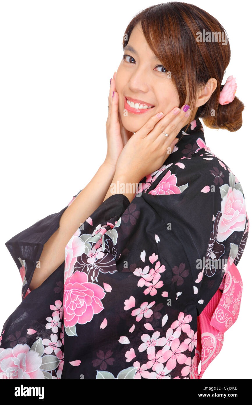 Japanese woman with traditional clothing Stock Photo - Alamy