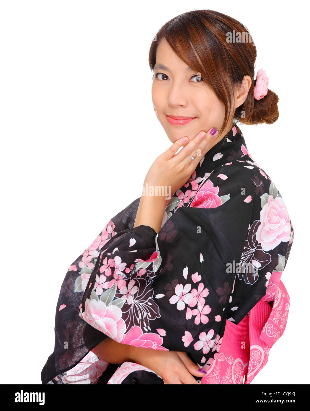 Japanese girl wearing kimono hi-res stock photography and images - Alamy