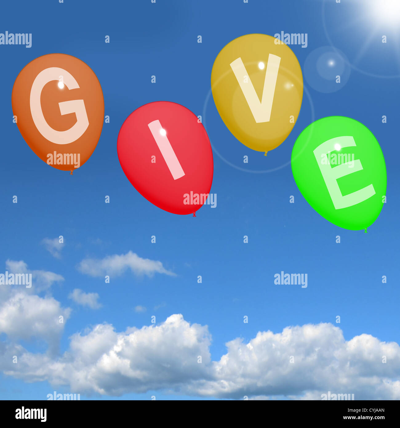 Give Word On Balloons Shows Charity Donations And Generous Assistance ...