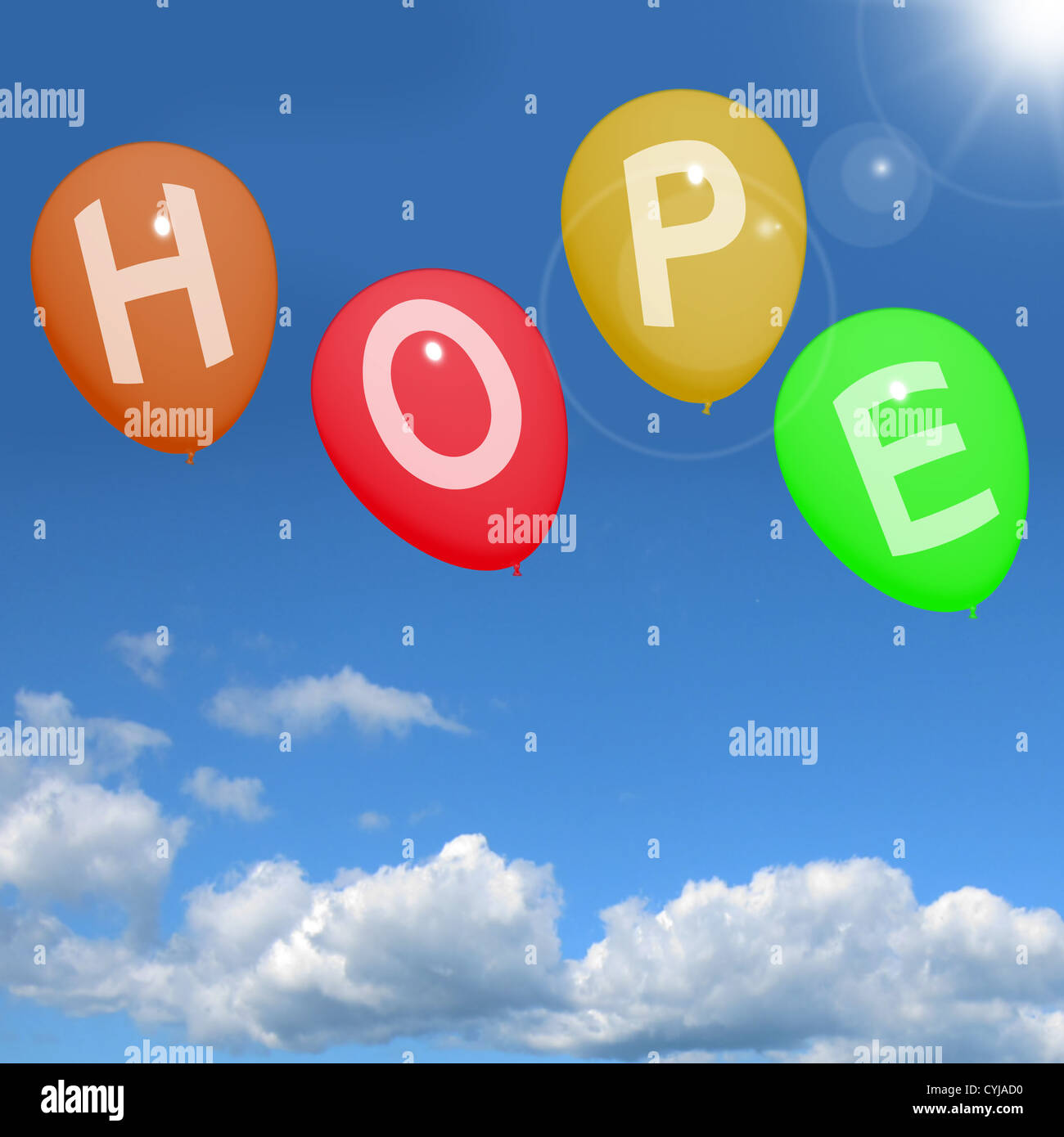 Hope Balloons In Sky Is Sign Of Wishing And Hoping Stock Photo - Alamy