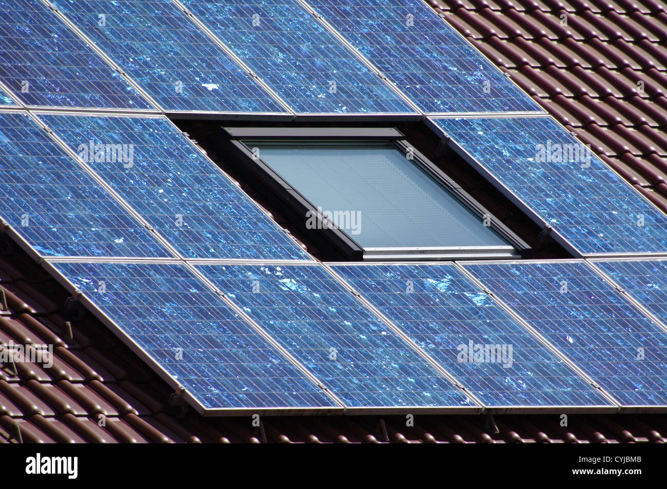 solar cells on a roof Stock Photo - Alamy
