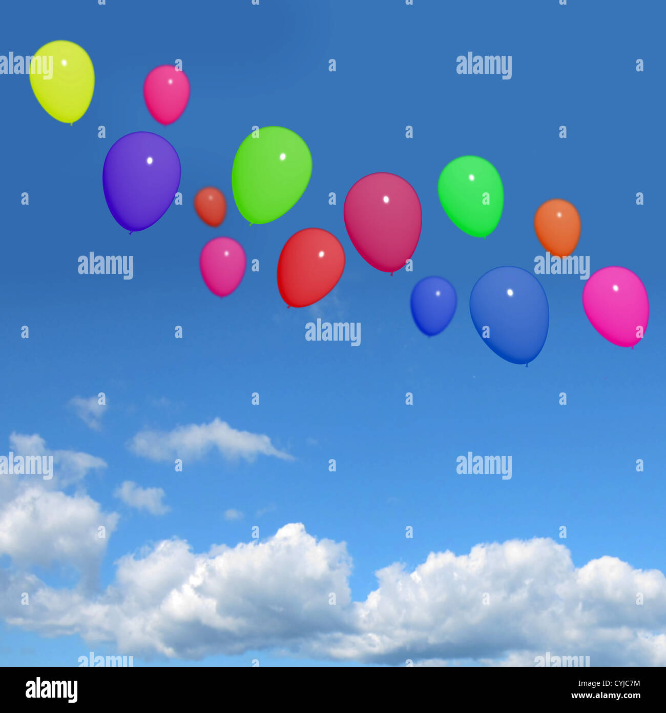 Festive Colorfull Balloons In The Sky For Birthday Or Anniversary ...