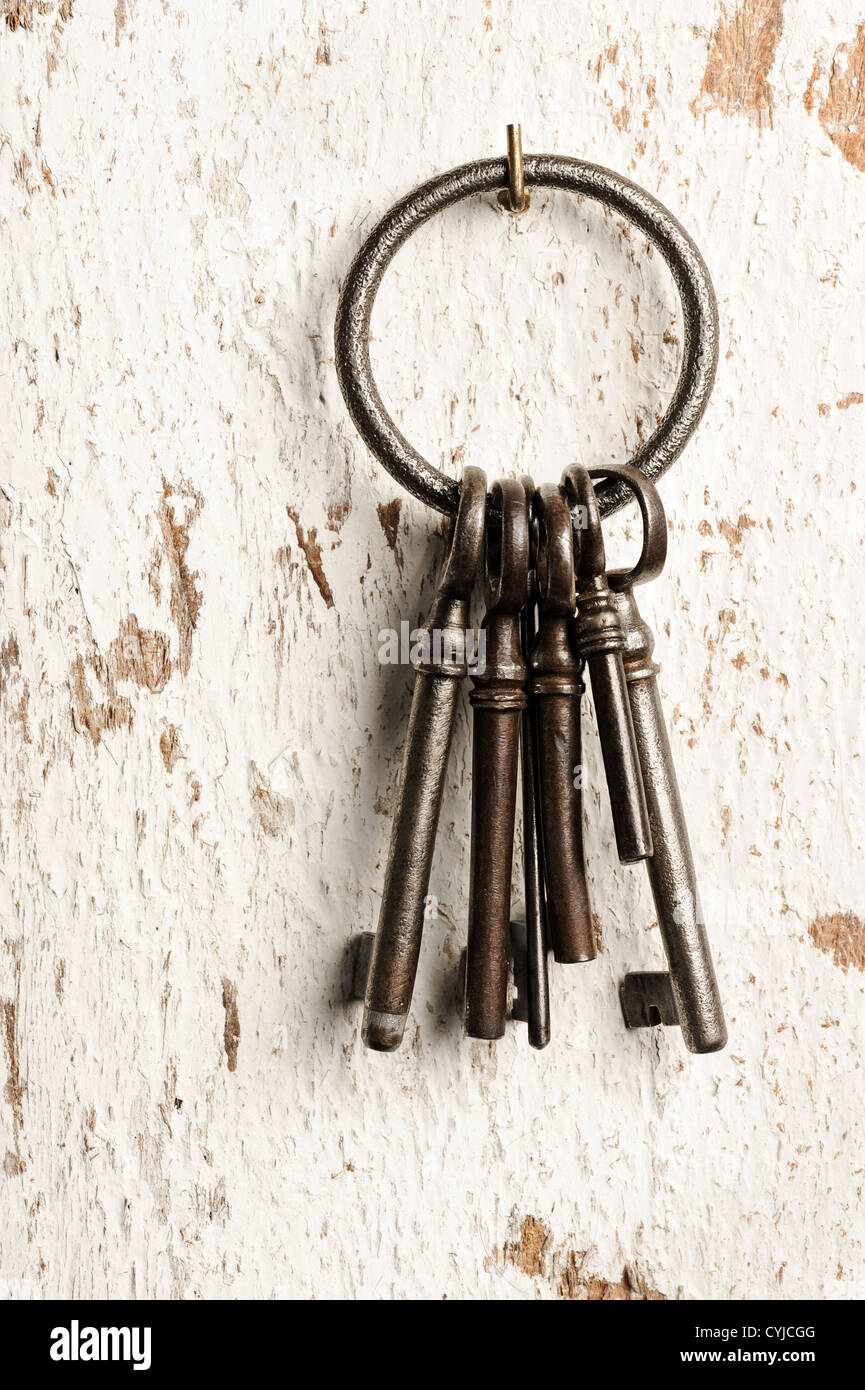 old keys group on wall Stock Photo - Alamy