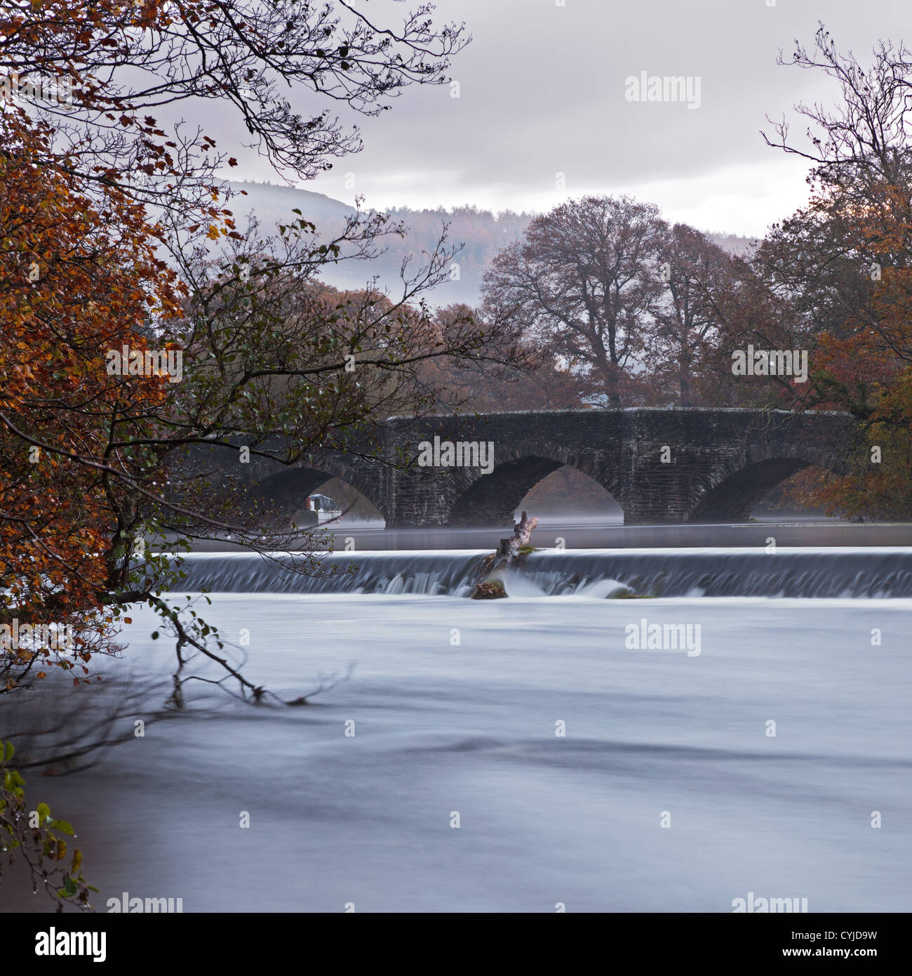 Newby bridge on the river Leven at the southern end of Windermere in ...