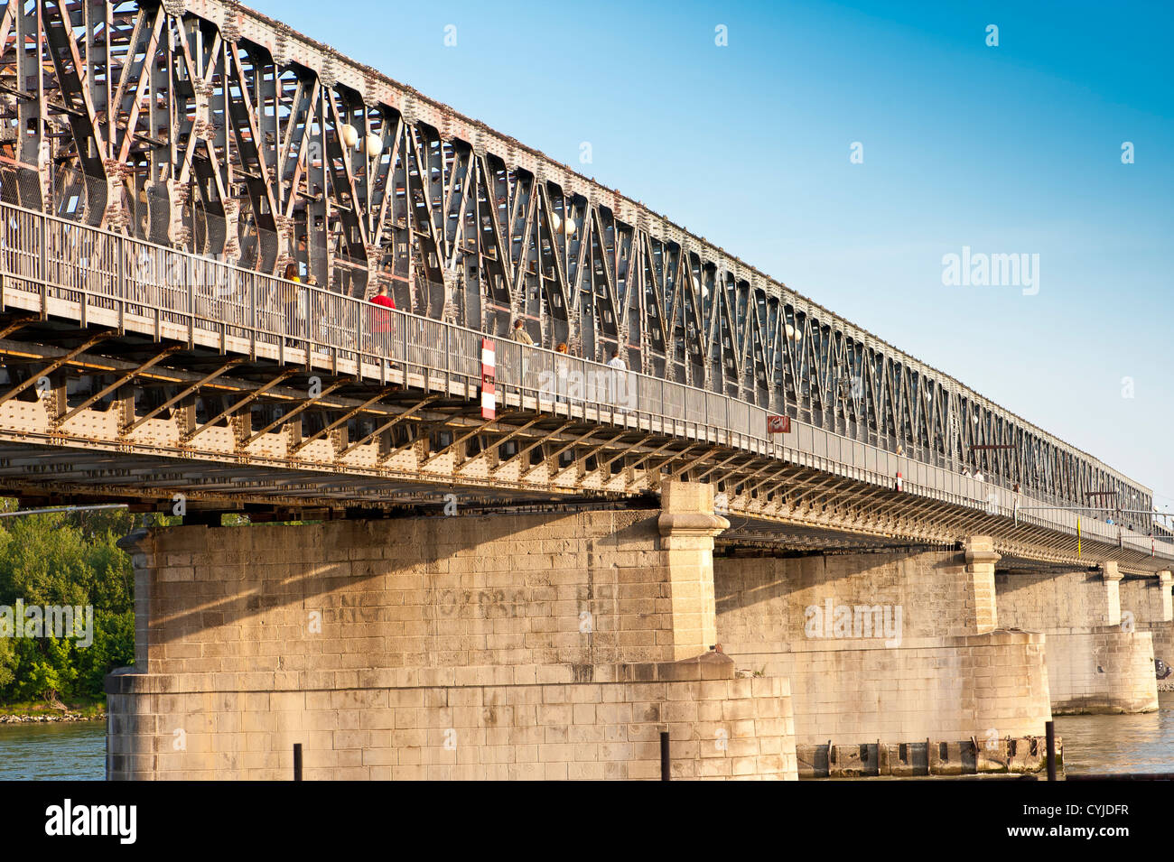 Joggers on Stary Most (Old Bridge), Bratislava Stock Photo - Alamy
