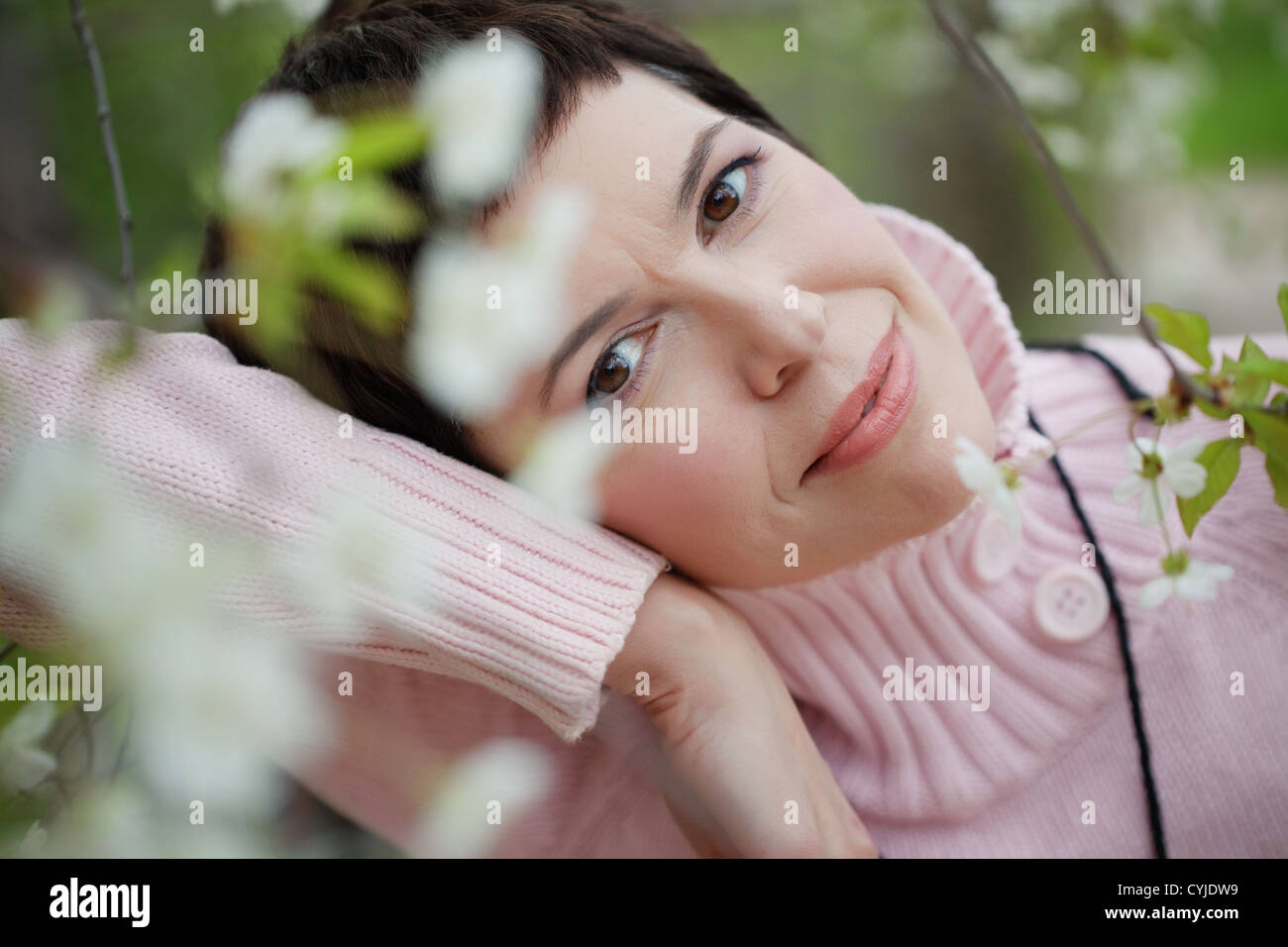 Beautiful woman in spring Stock Photo - Alamy