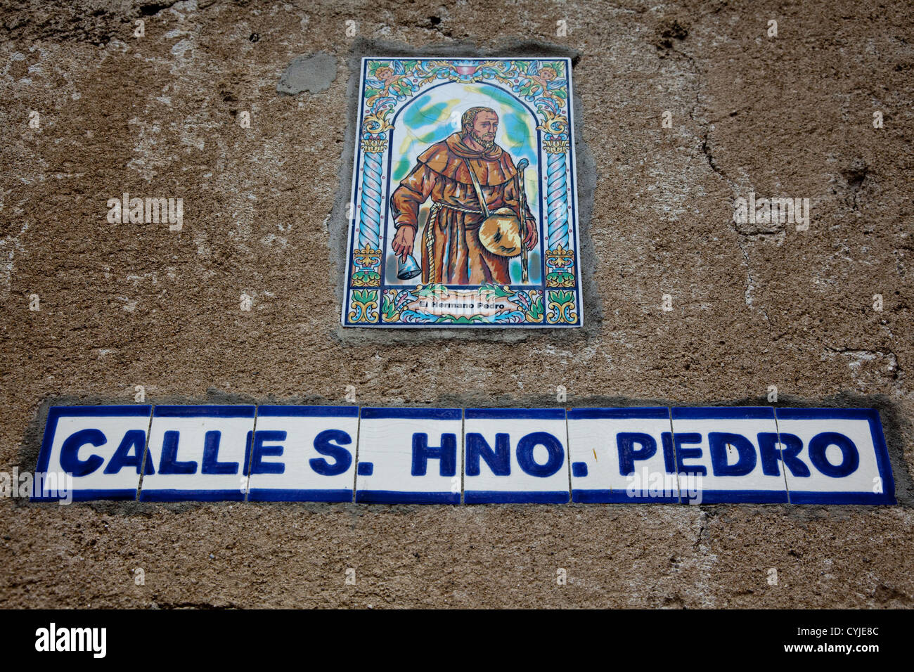 Ornamental street signs for Calle Del Hno Pedro in Antigua, Guatemala ...