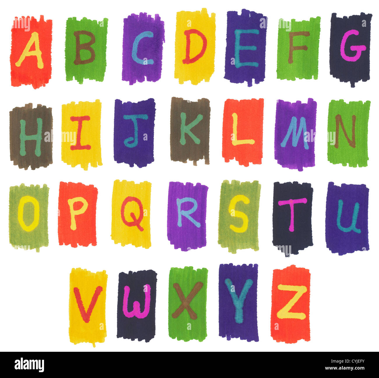 The alphabet written with colourful felt tip marker ink pens Stock ...