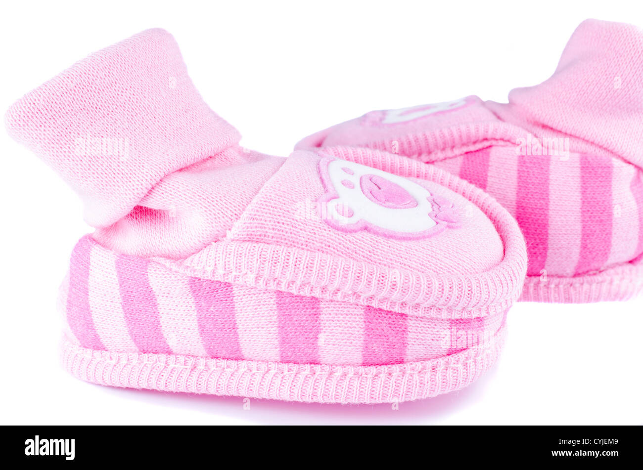 Pink woven baby shoes close up Stock Photo - Alamy