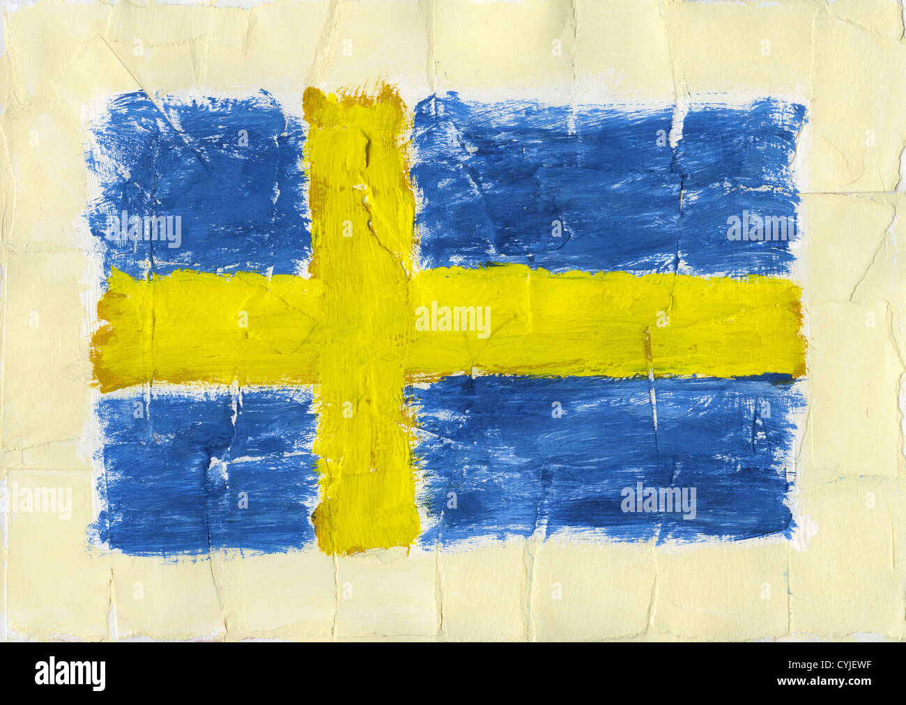 Hand painted acrylic flag Sweden Stock Photo - Alamy
