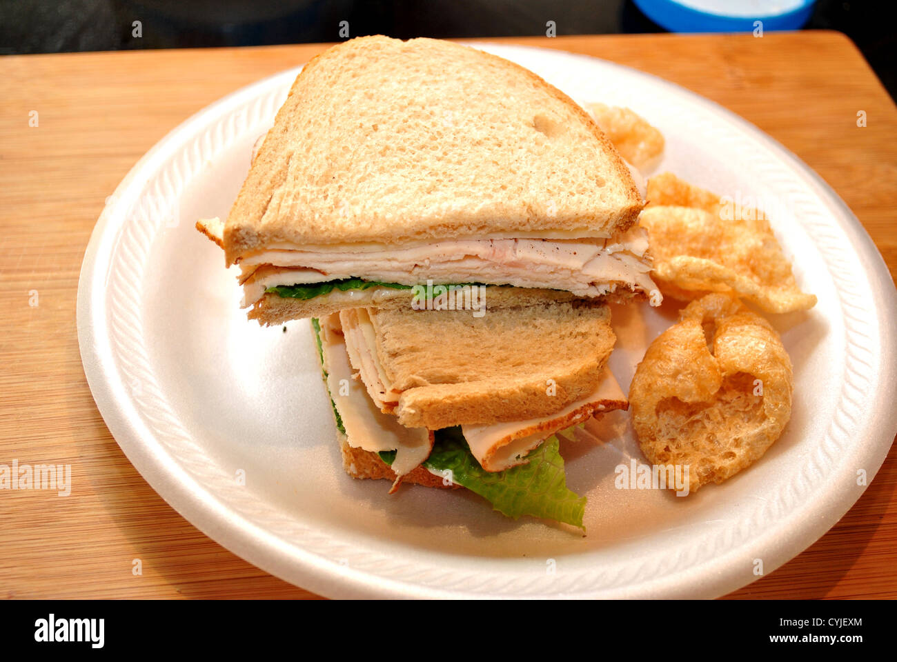 Turkey on Rye with Pork Rinds Stock Photo - Alamy