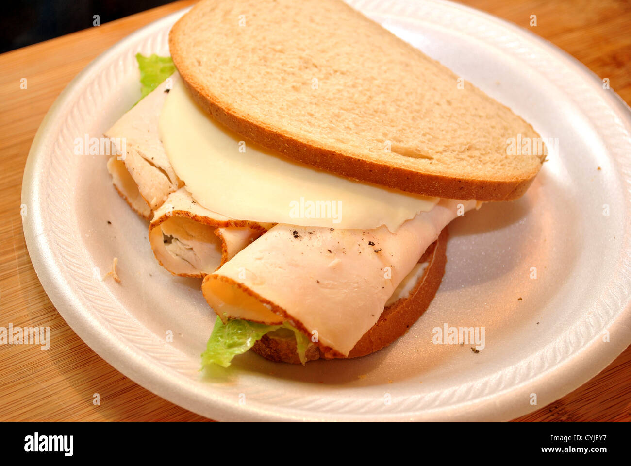 Turkey and Cheese on Rye Bread Stock Photo - Alamy
