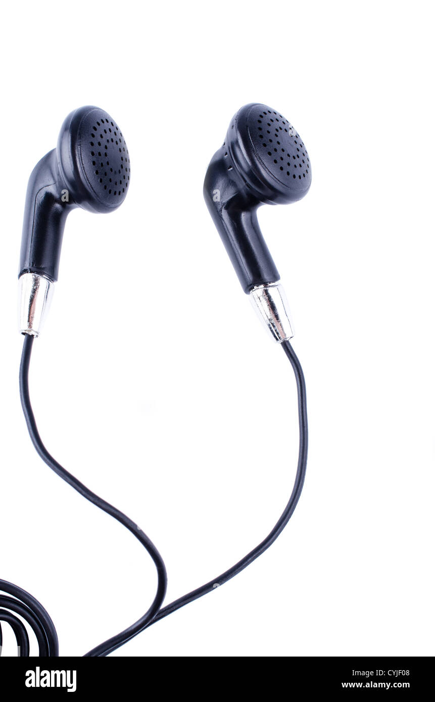 Black headphones isolated Stock Photo - Alamy