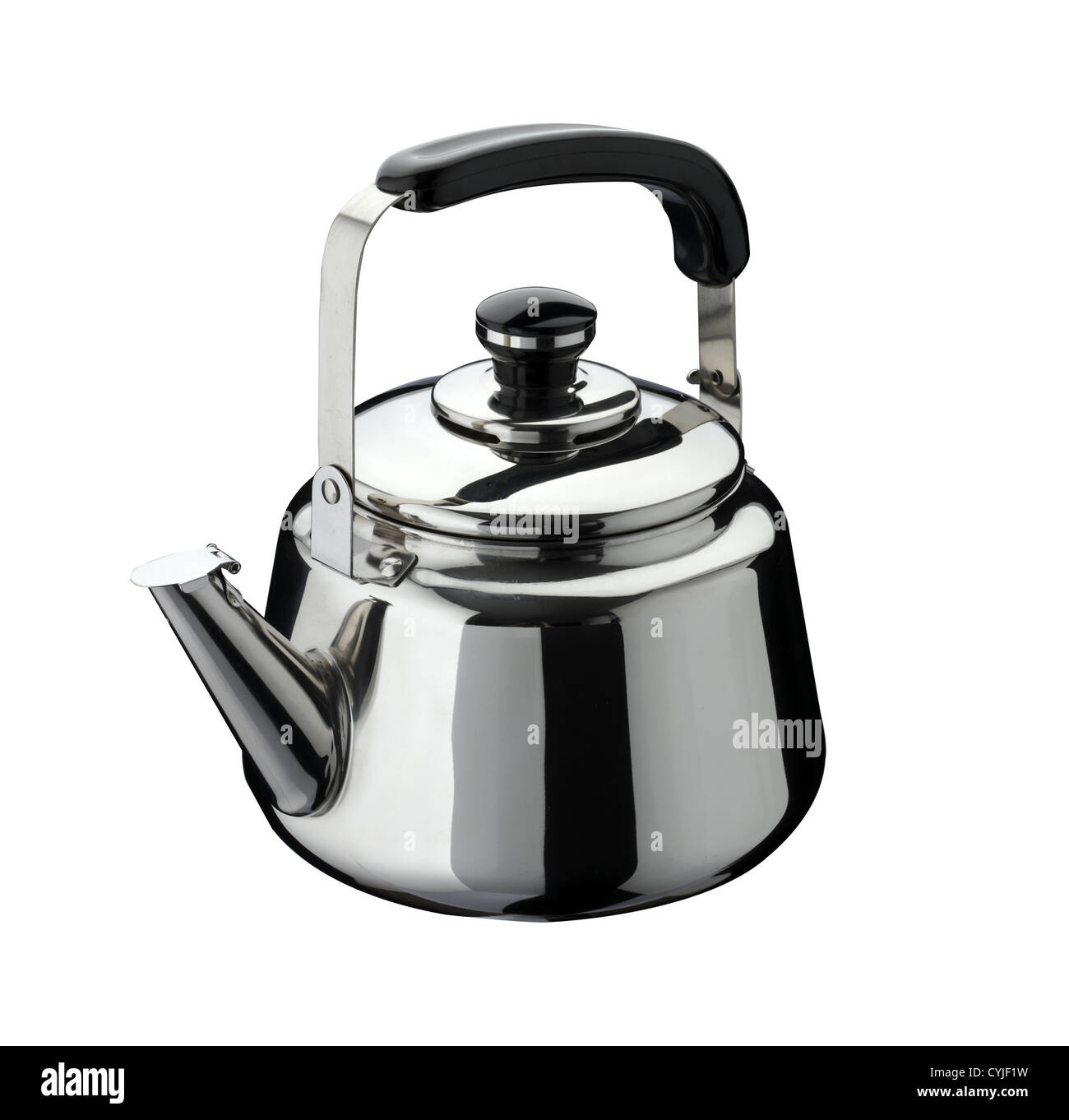 kitchen tools: kettle on stainless steel, isolated on white background ...