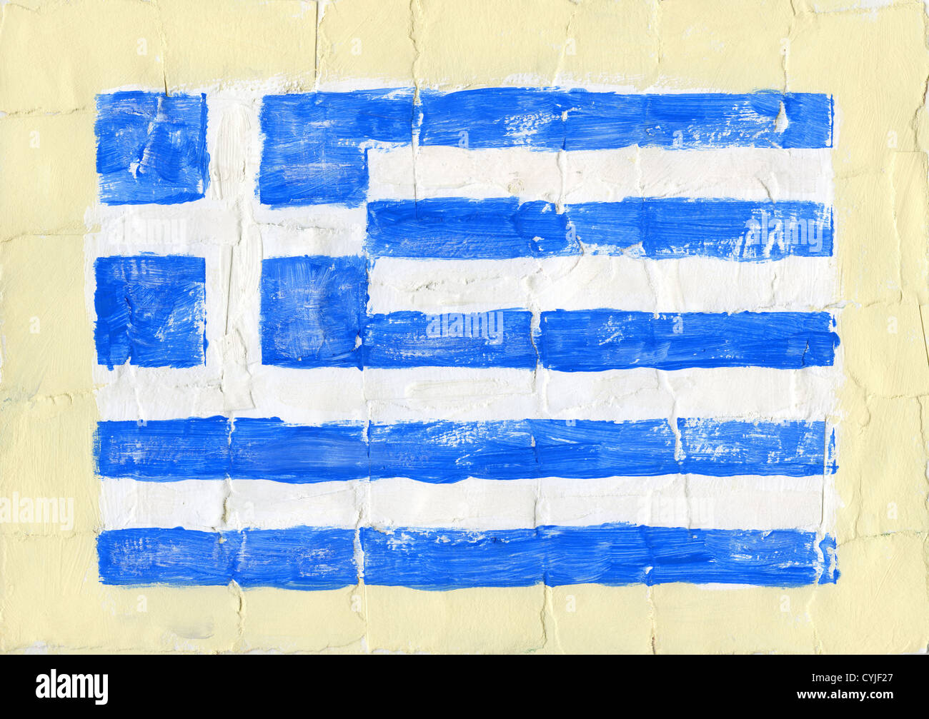 Hand painted acrylic flag of Greece Stock Photo - Alamy