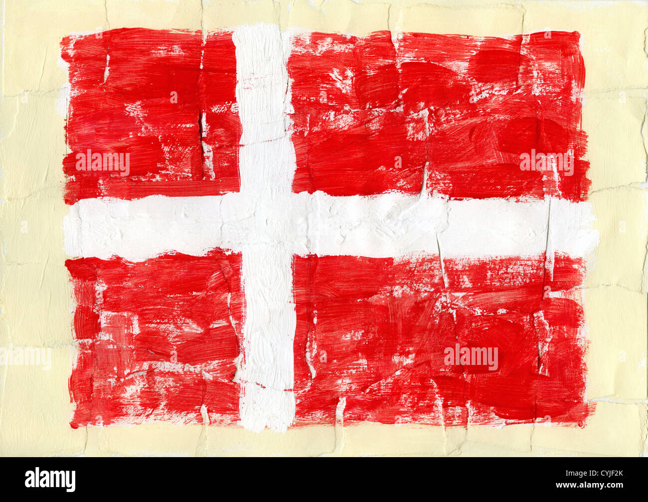 Hand painted acrylic flag of Denmark Stock Photo - Alamy