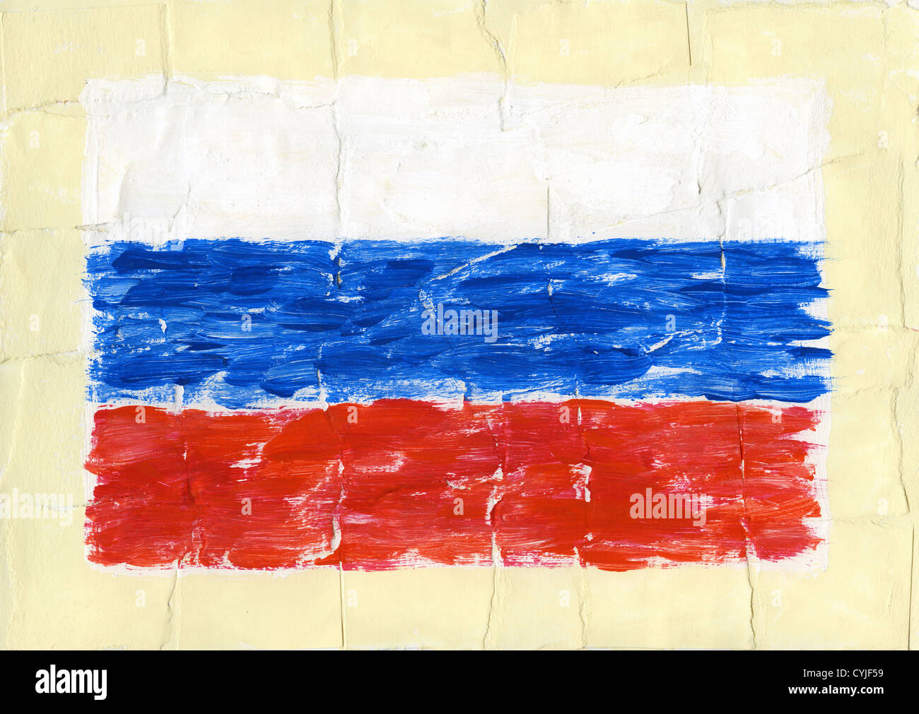 Hand painted acrylic flag of Russia Stock Photo - Alamy