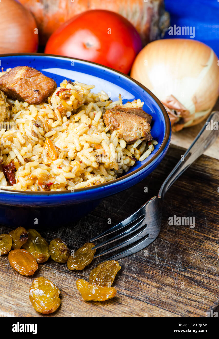 Uzbek national dish - plov Stock Photo - Alamy