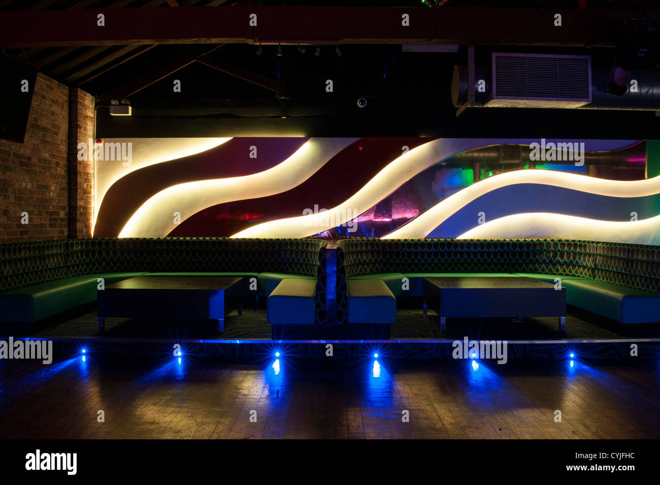 Uberra nightclub dance floor and seating, interior design, UK Stock ...