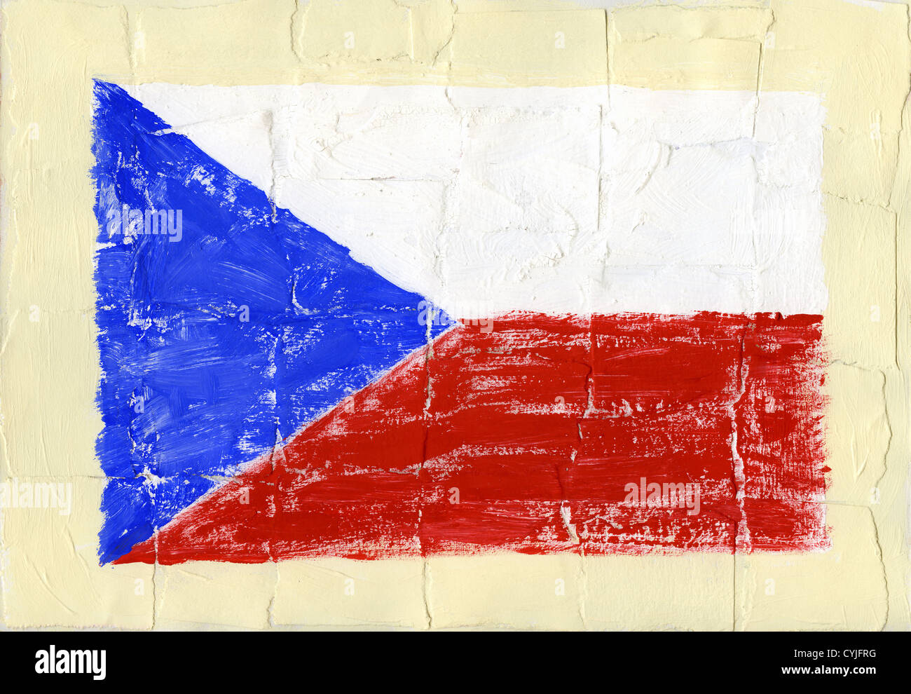 Hand painted acrylic flag of Czech Republic Stock Photo - Alamy