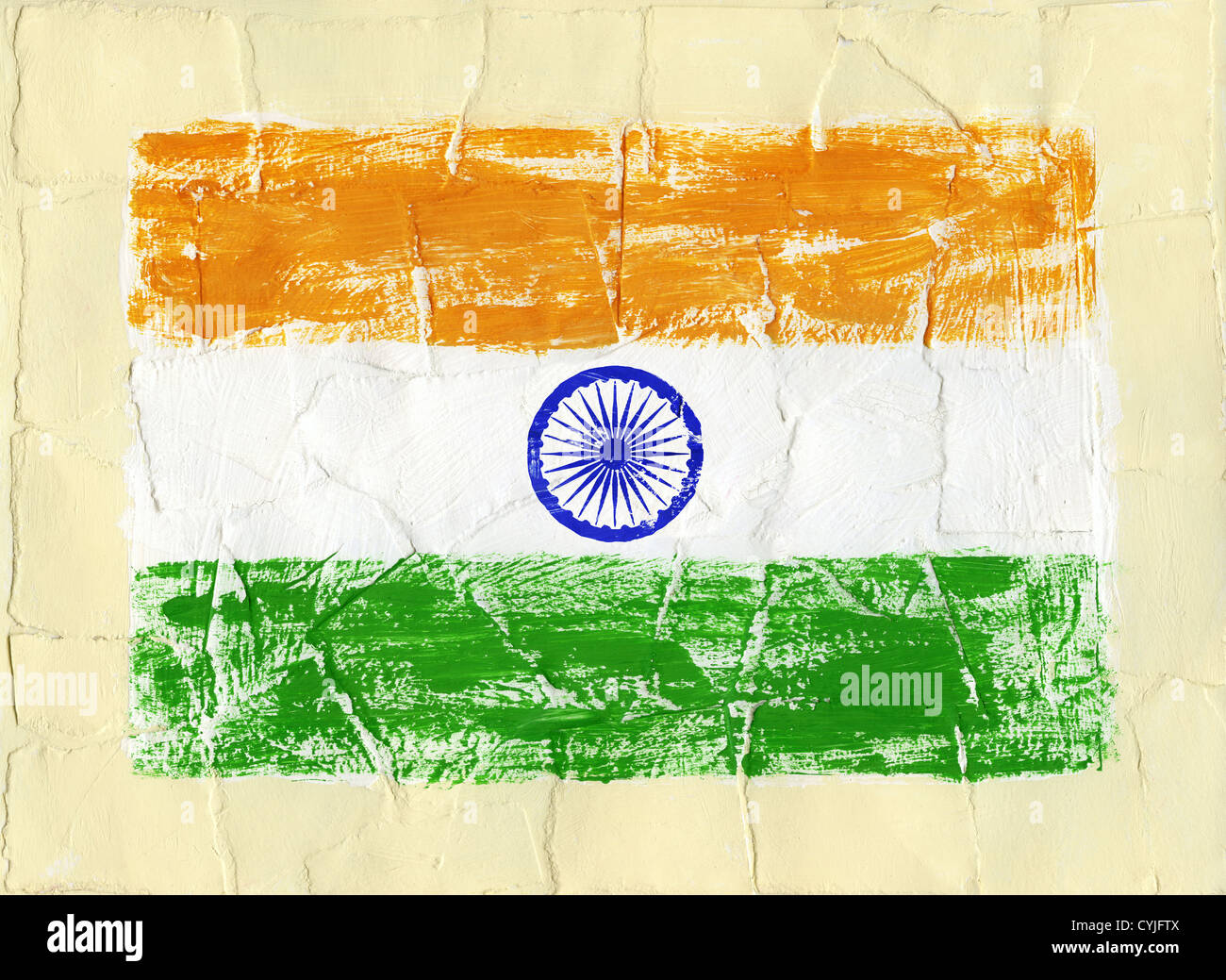 Hand painted acrylic flag of India Stock Photo - Alamy