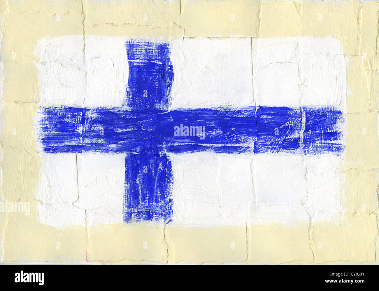 Hand painted acrylic flag of Finland Stock Photo - Alamy