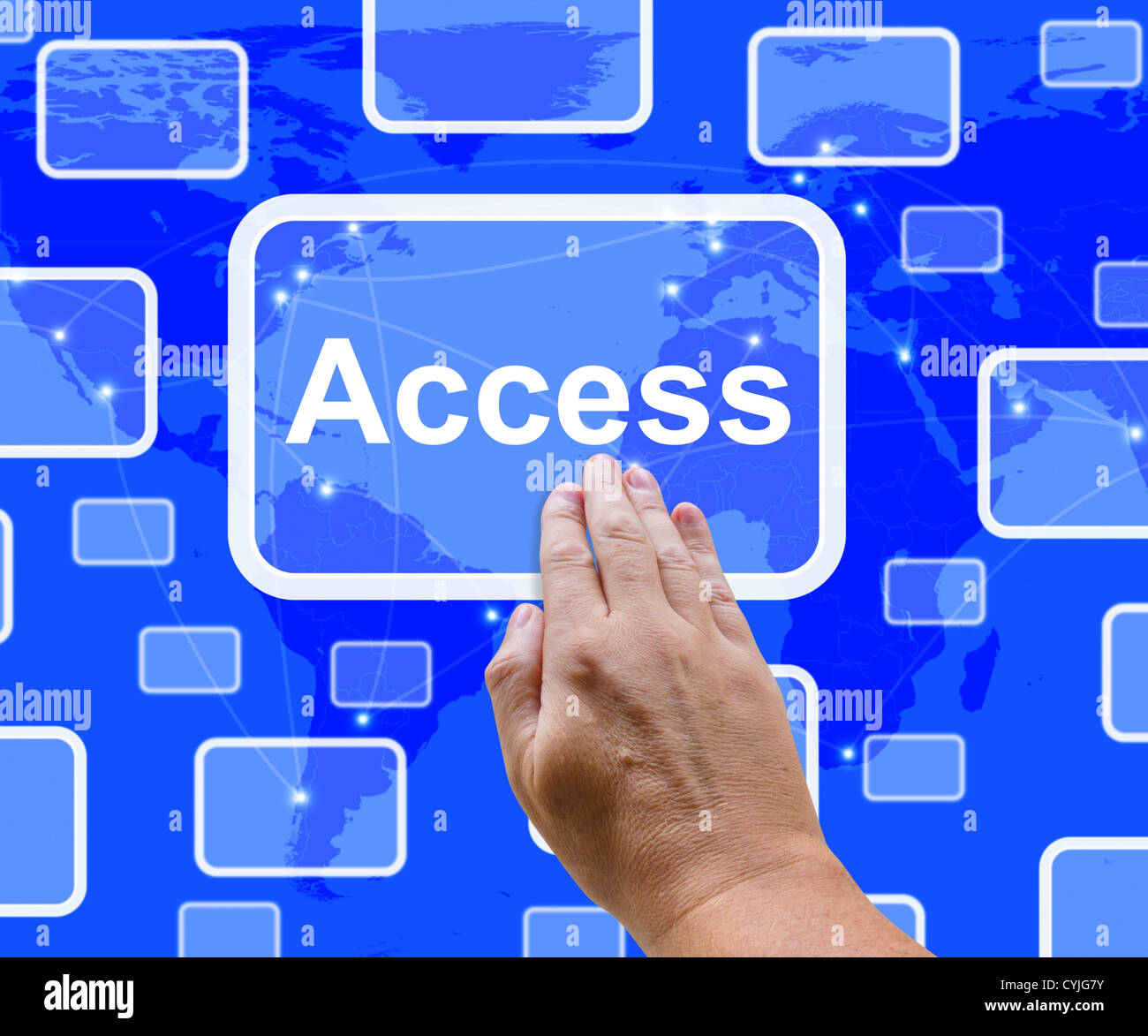 Access Button Over Map Shows Permission And Security Stock Photo - Alamy