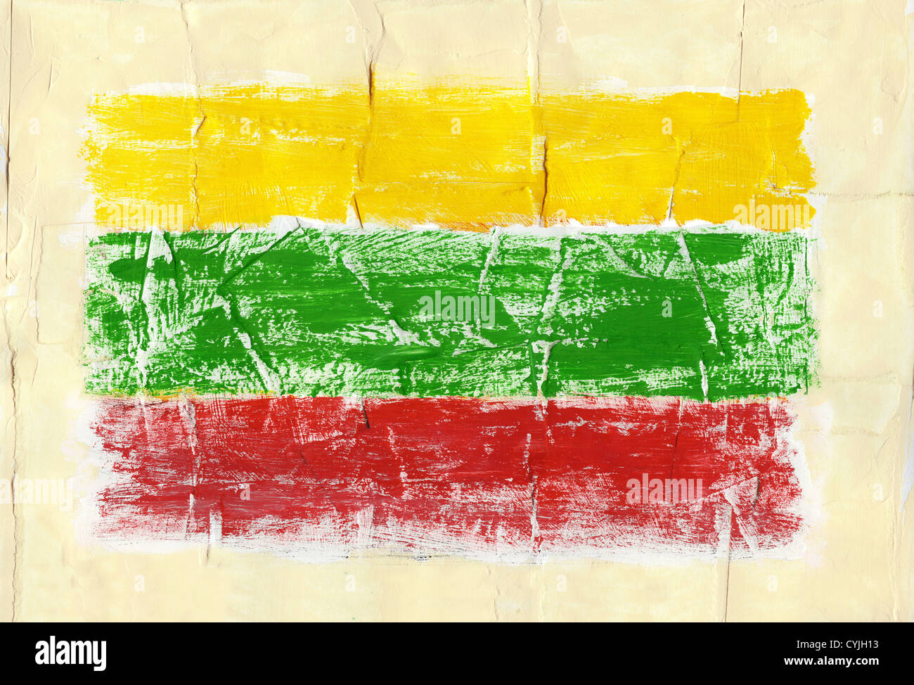 Hand painted acrylic flag of Lithuania Stock Photo - Alamy