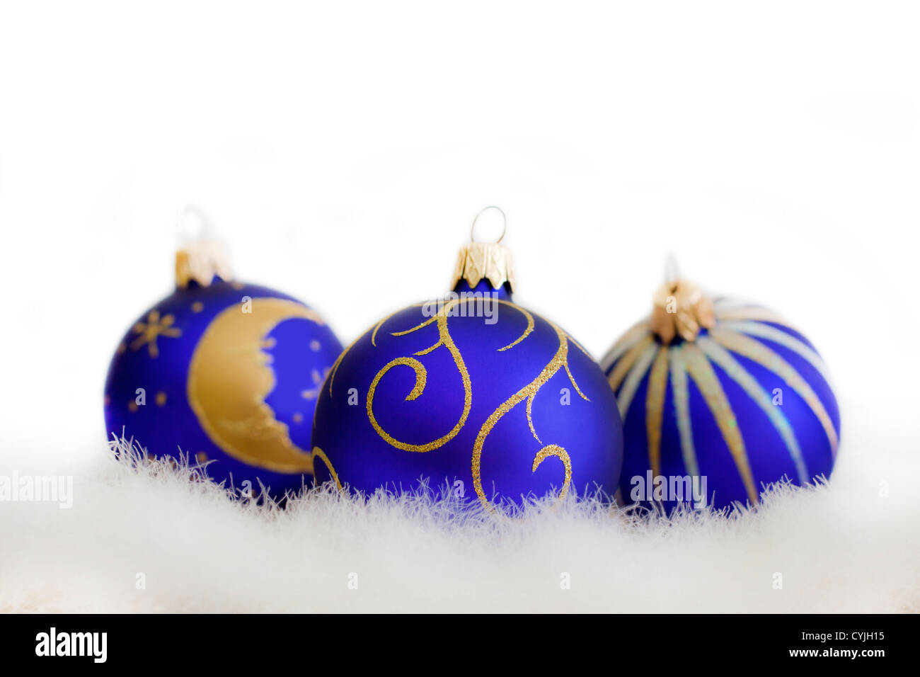 Christmas blue baubles on white background Stock Photo - Alamy