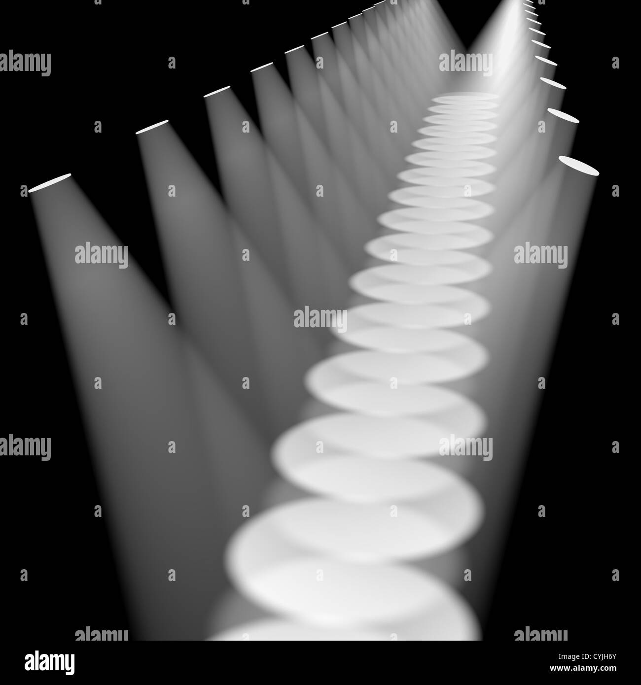 Multiple White Spotlights In Row On Stage For Highlighting Products ...