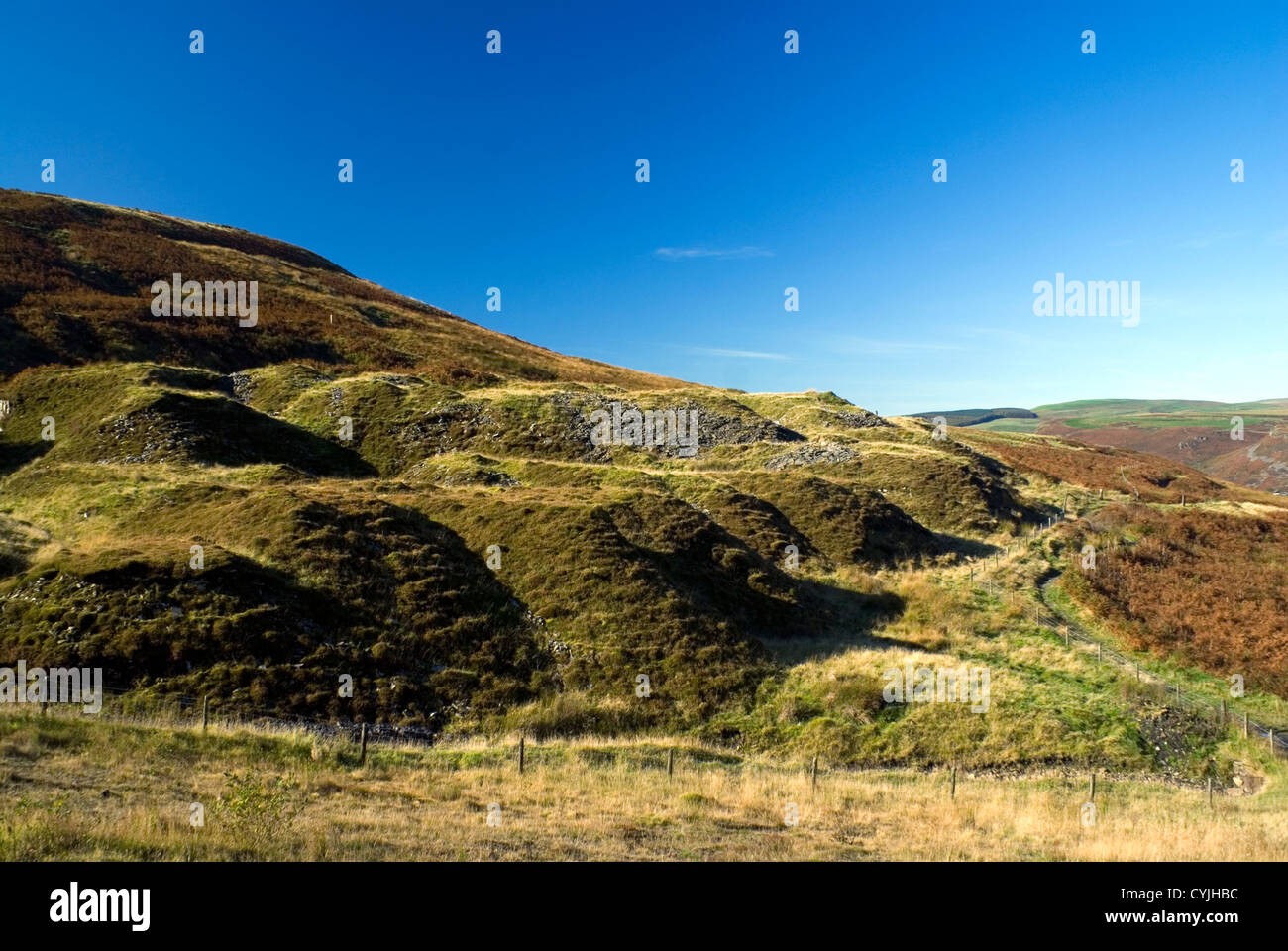 coal spoil heaps near porth in the rhondda valley from mynydd y glyn ...