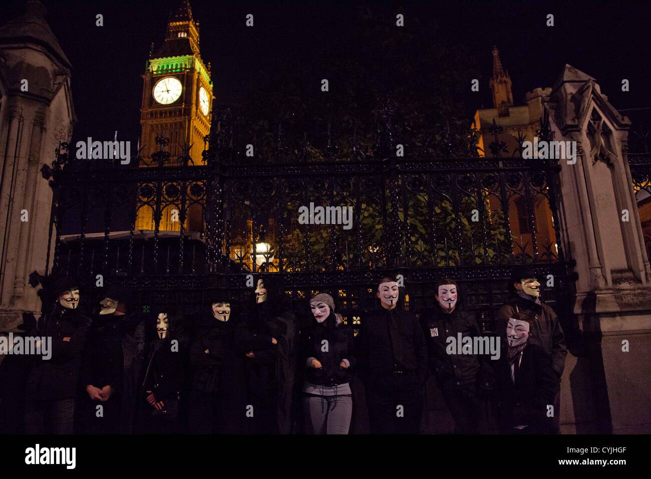 London,UK. 5th Of November 2012 Participants of the march stand near ...