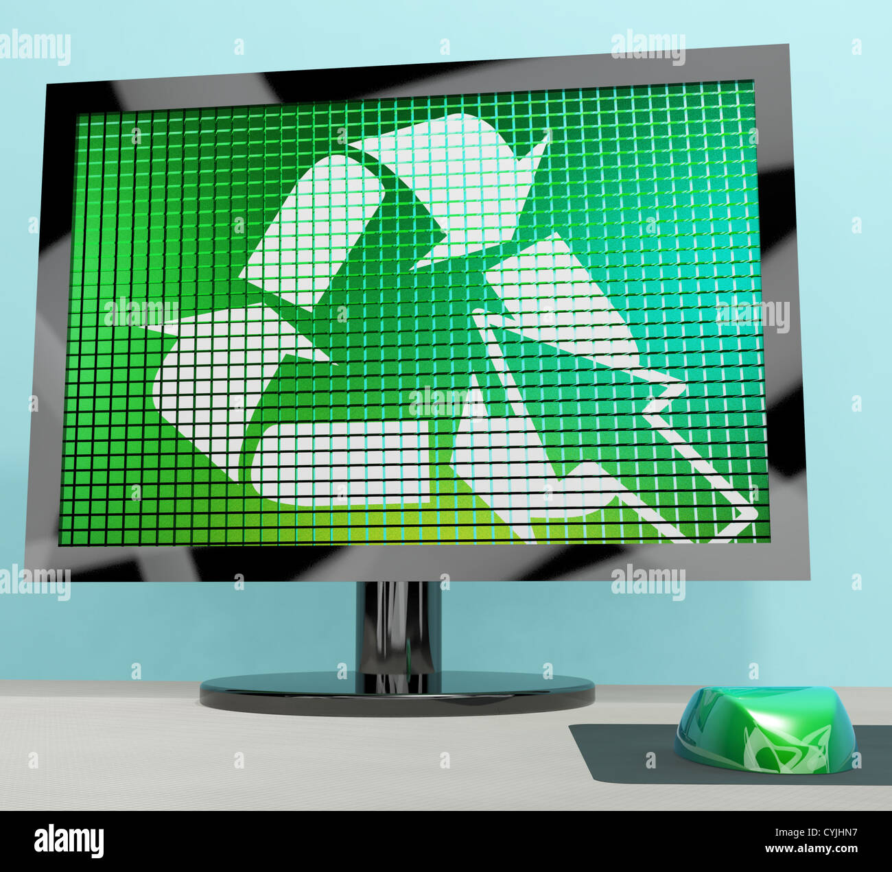 Recycle Icon Computer Screen Shows Recycling And Eco Friendly Stock ...
