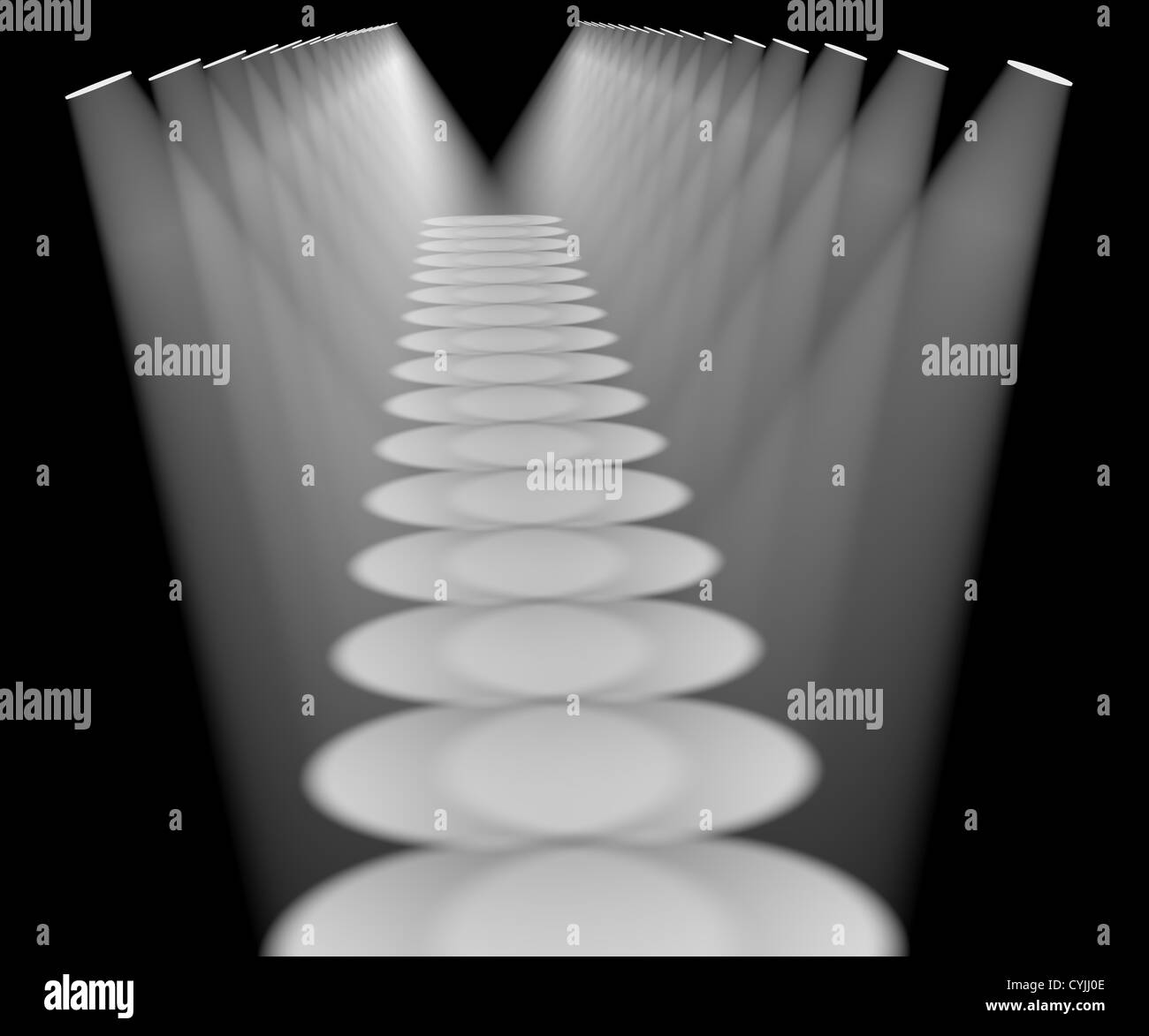 Many White Spotlights In Row On Stage For Highlighting Products Stock ...