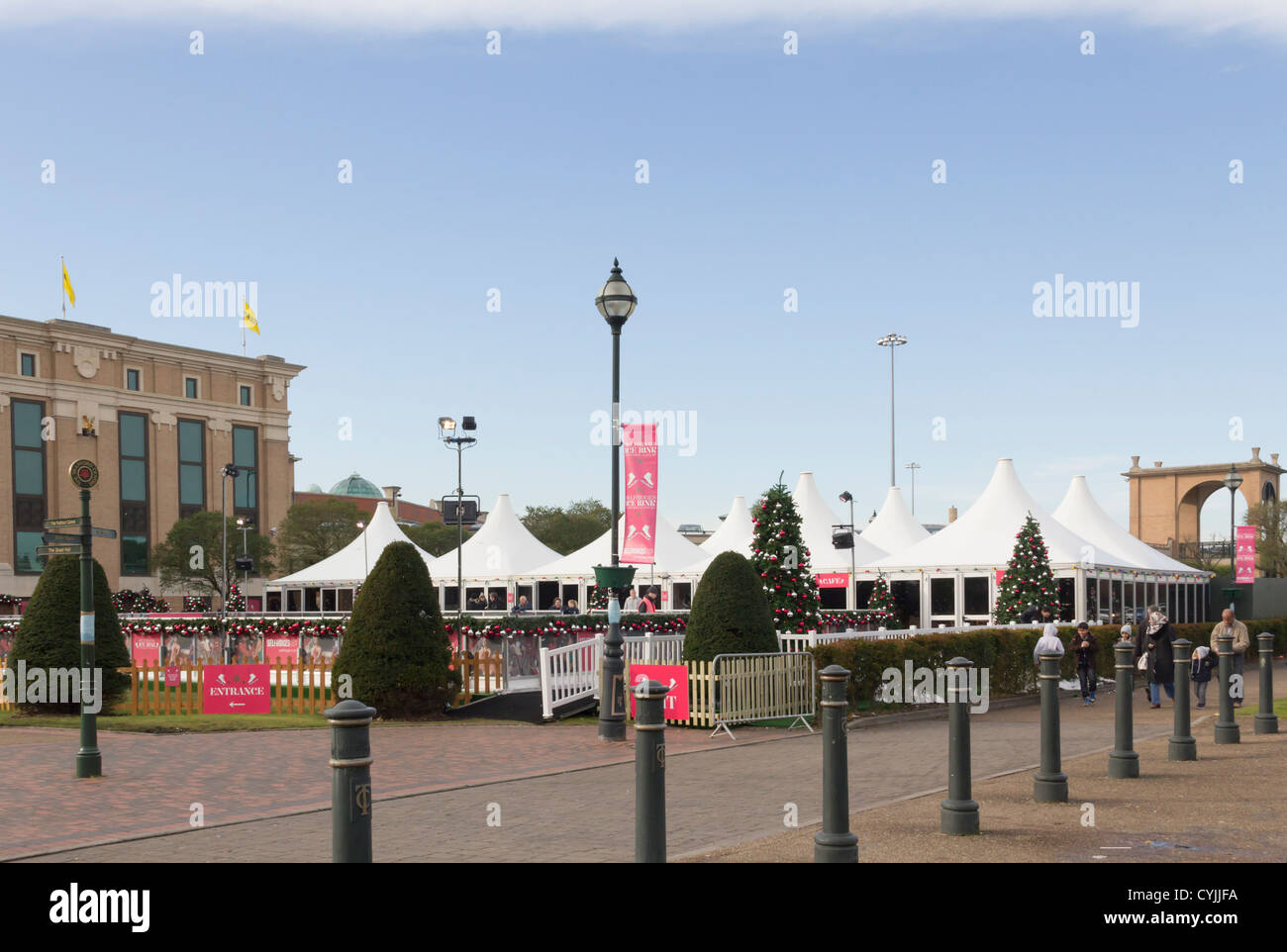Temporary Christmas season outdoor ice rink at Selfridges store at the ...