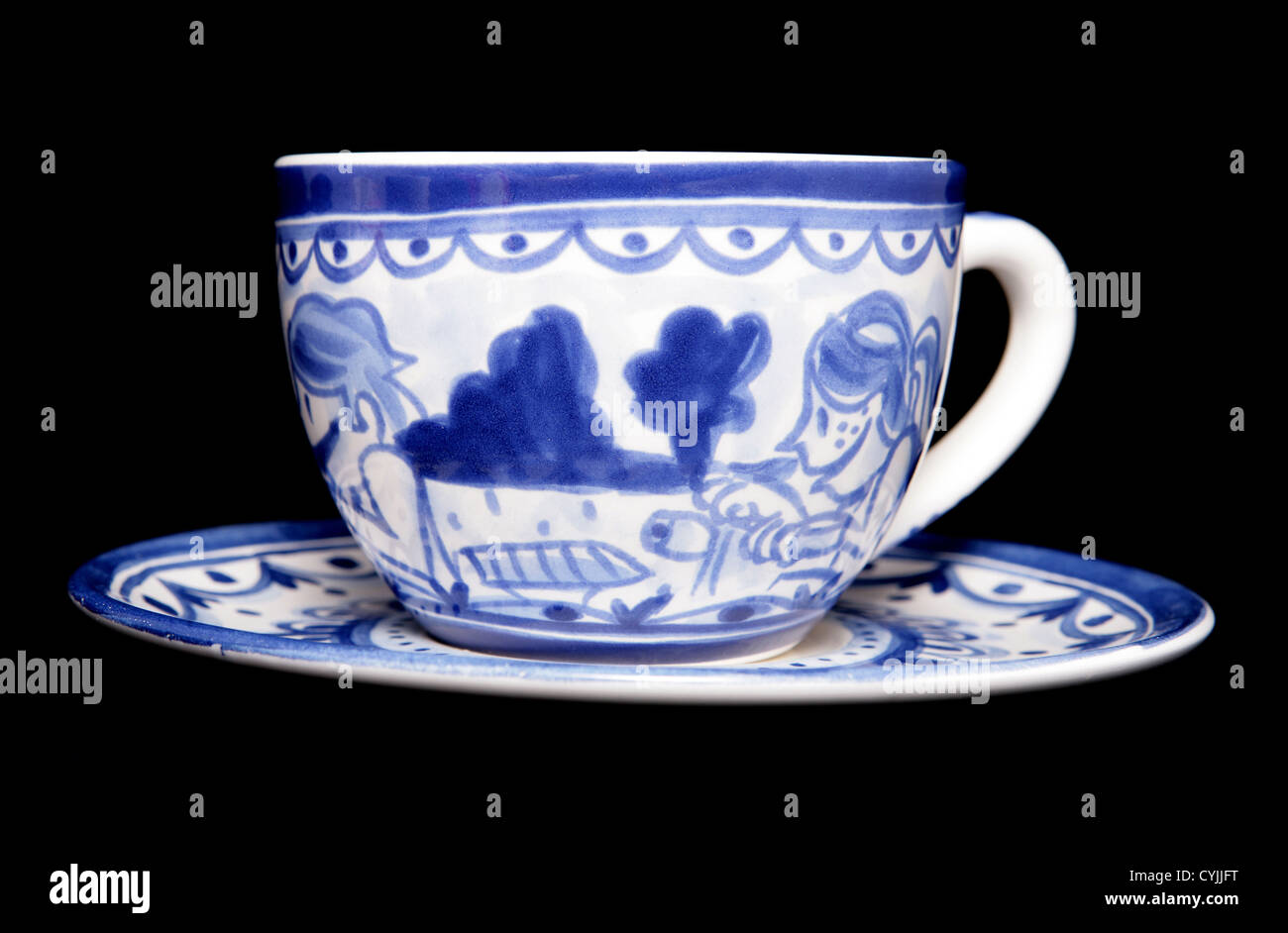 blue and white dutch mug and saucer Stock Photo - Alamy