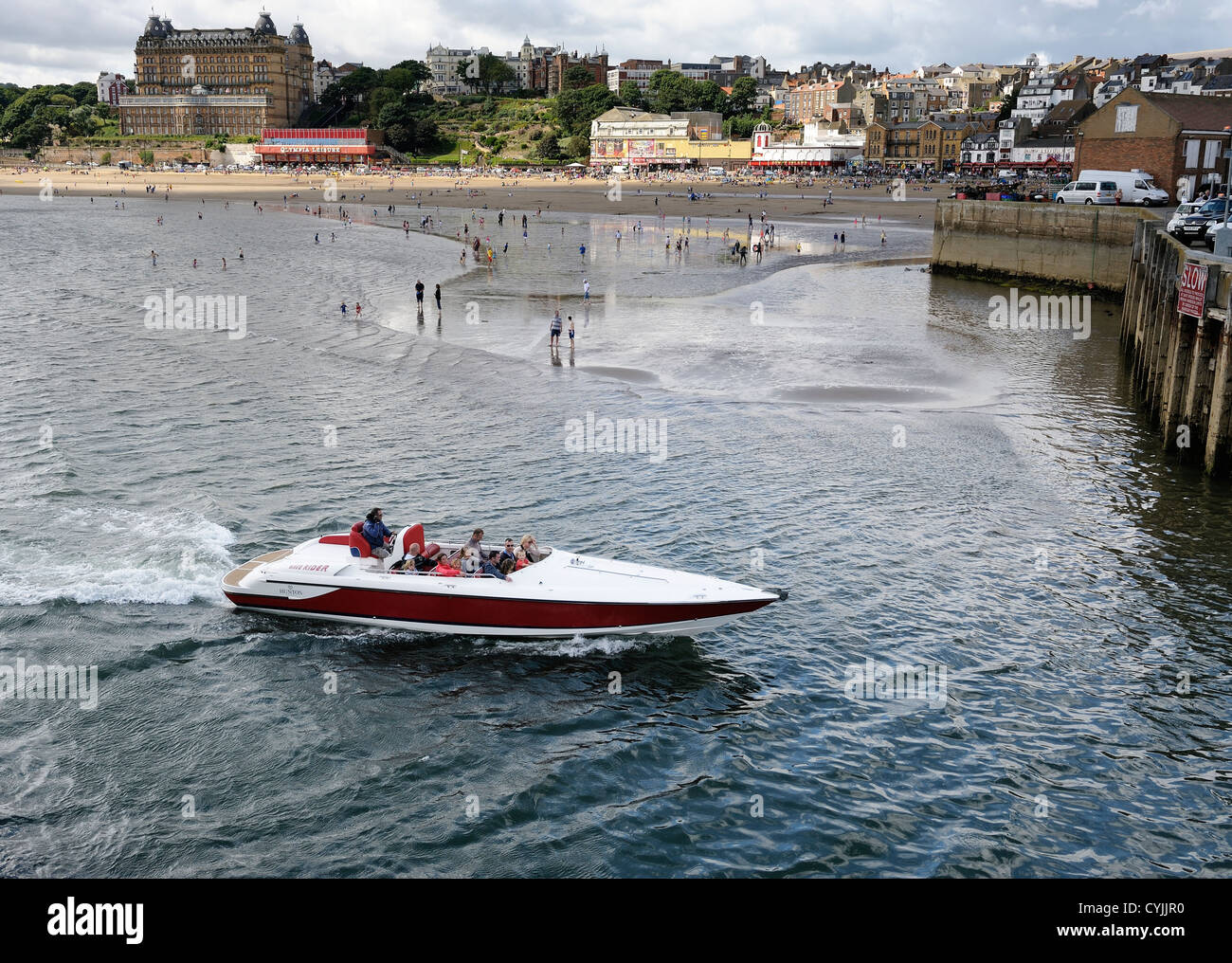 speedboat entering Scarborough harbour north yorkshire england uk Stock ...