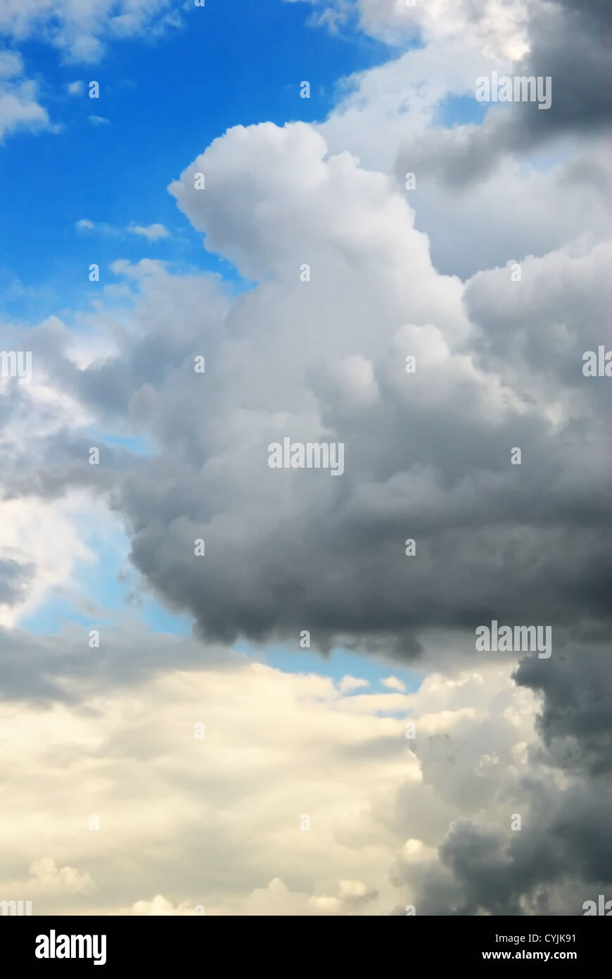 Cloudy sky full of deep grey thunder clouds on the sunset Stock Photo ...
