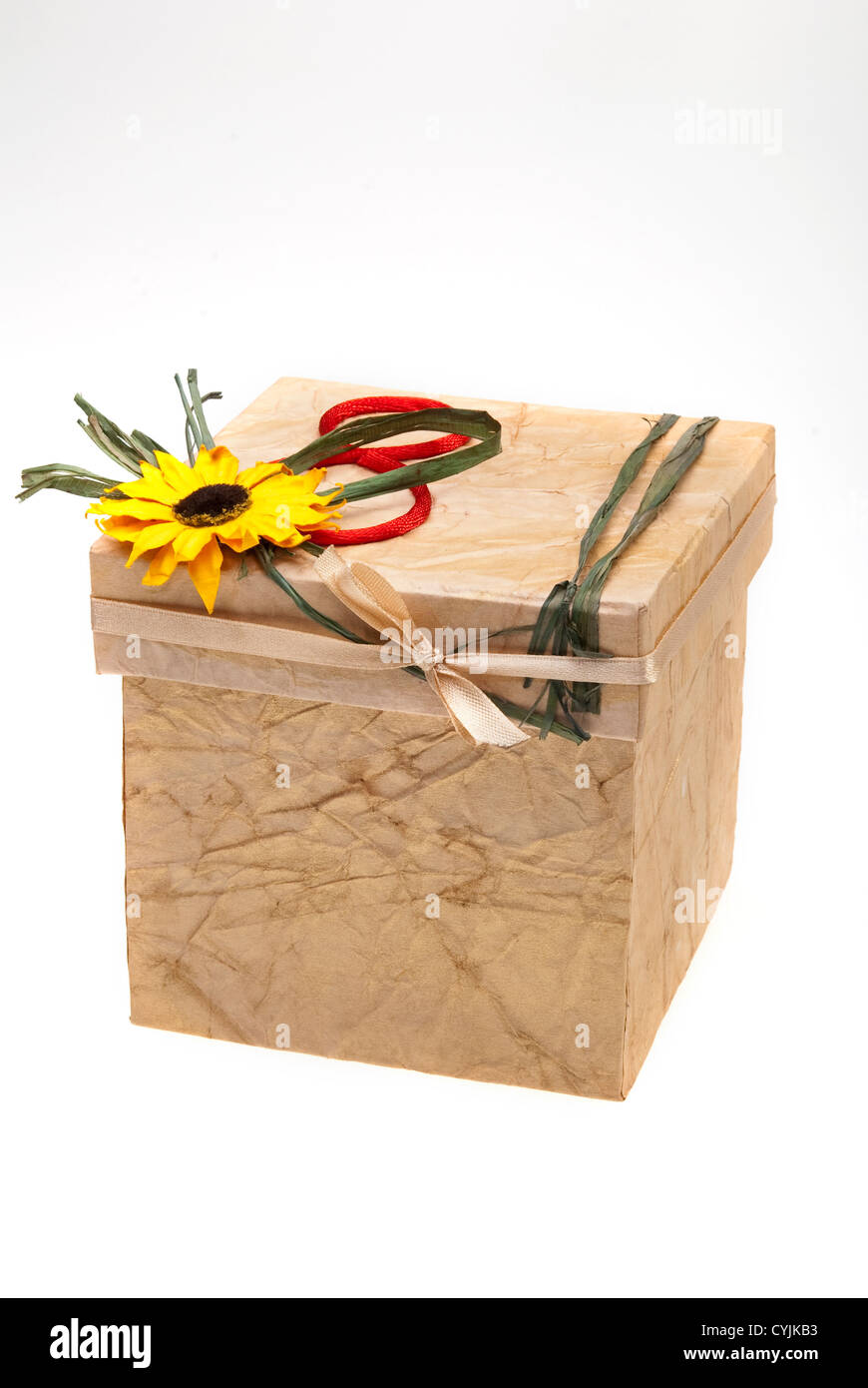 Gift box with number 8 and flower on cover, isolated on white ...