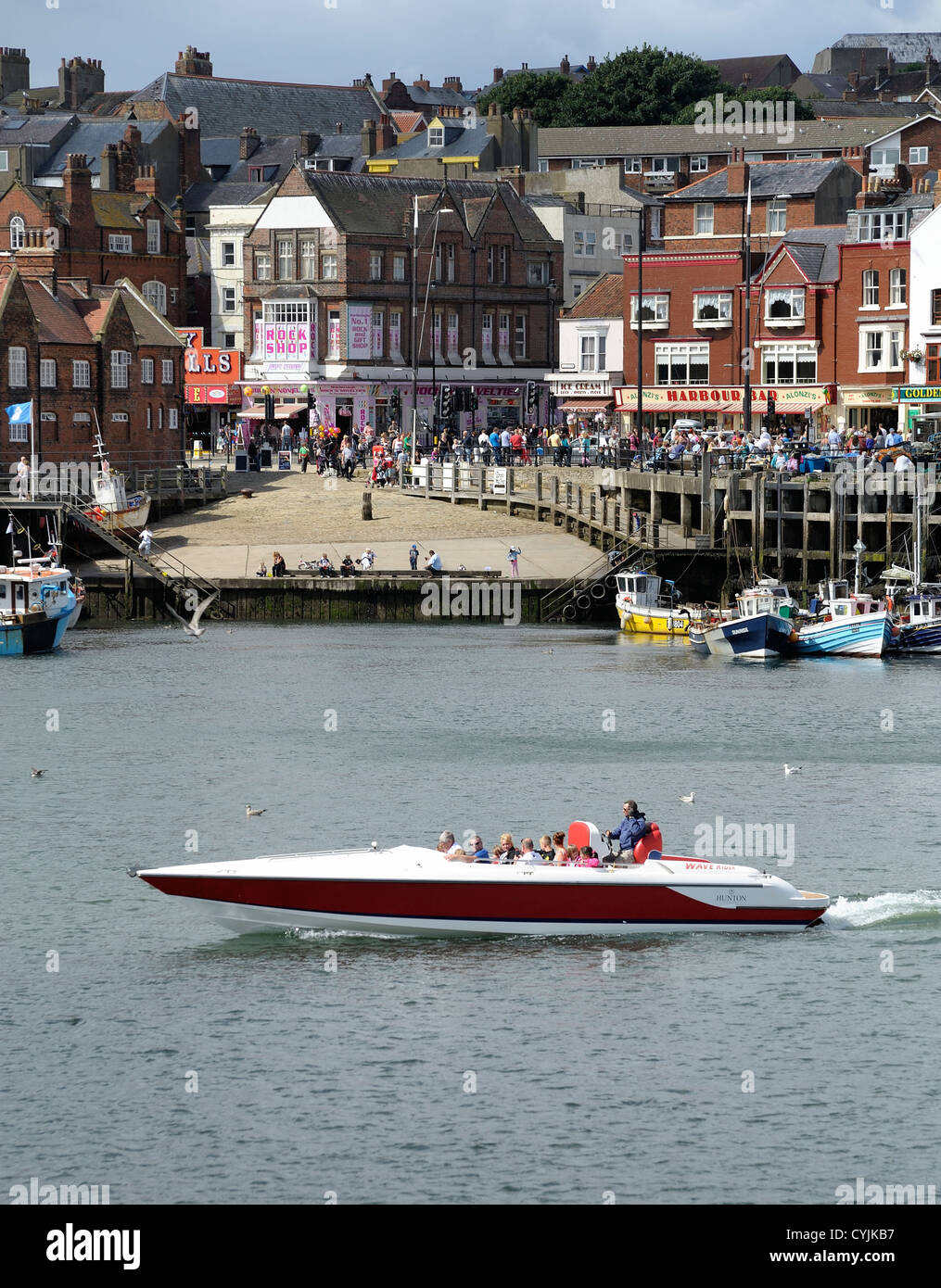 speedboat trip leaving Scarborough north Yorkshire england uk Stock ...