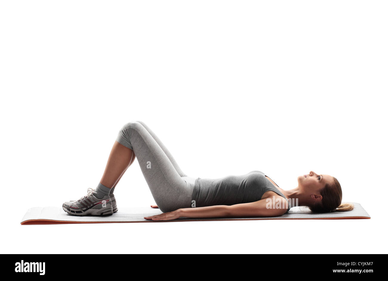 Portrait of a young healthy woman fitness abdominal exercises Stock ...