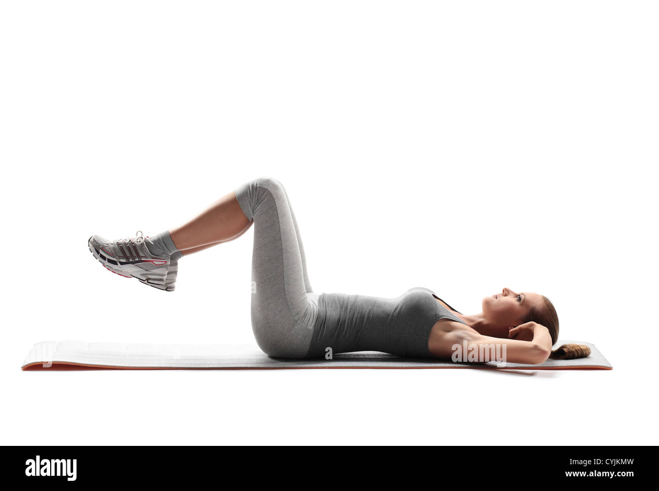 Portrait of a young healthy woman fitness abdominal exercises Stock ...