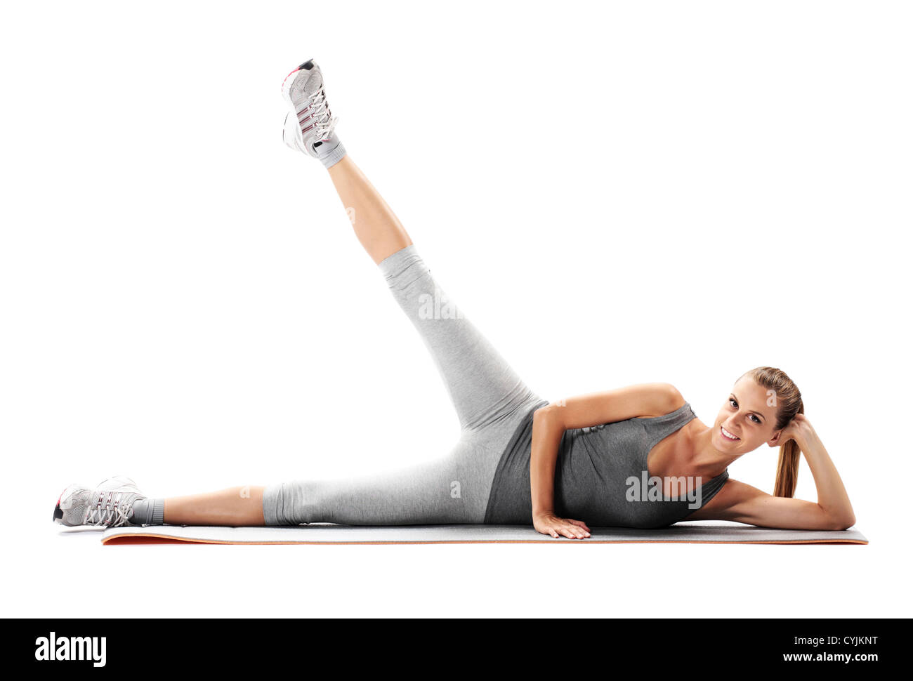 Portrait of a young healthy woman fitness exercises Stock Photo - Alamy