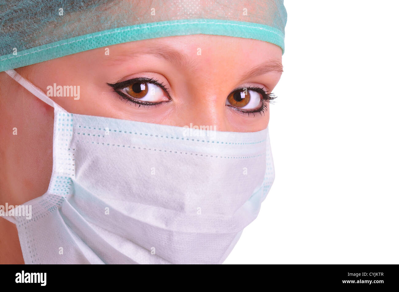 Closeup portrait of a female surgeon isolated in white Stock Photo - Alamy