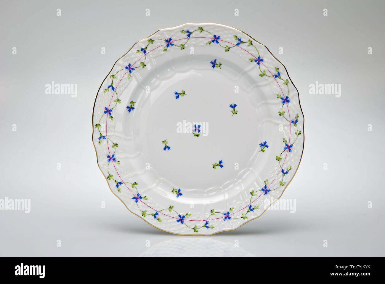 Hand-painted empty dinner plate isolated on white Stock Photo - Alamy