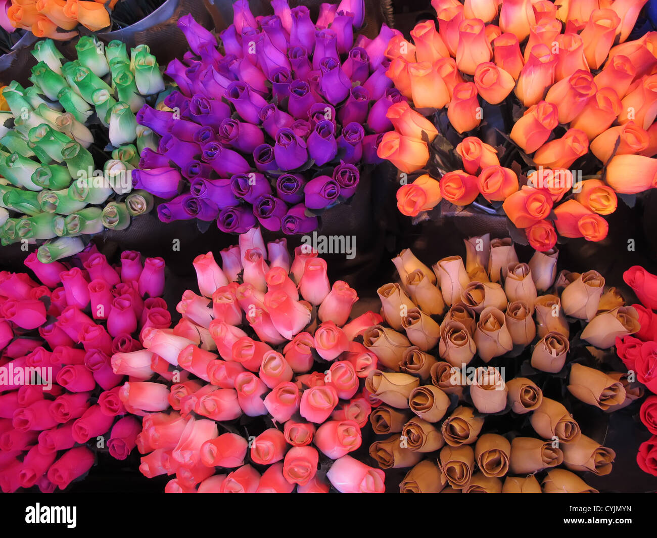 handmade wooden roses colorful Stock Photo - Alamy