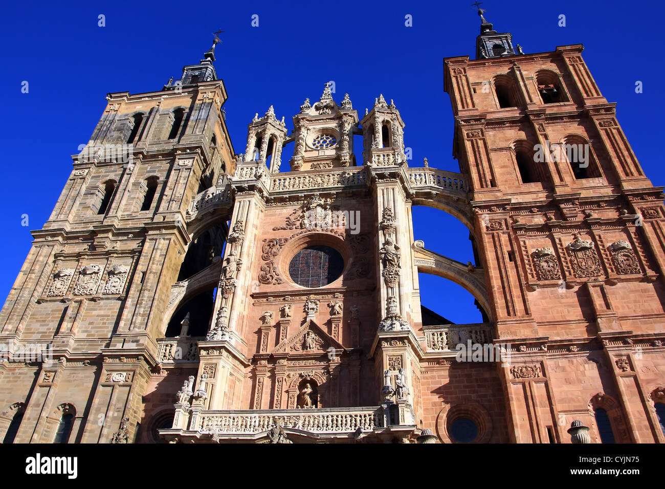 details of the famous Catholic cathedral in Astorga, Spain Stock Photo ...