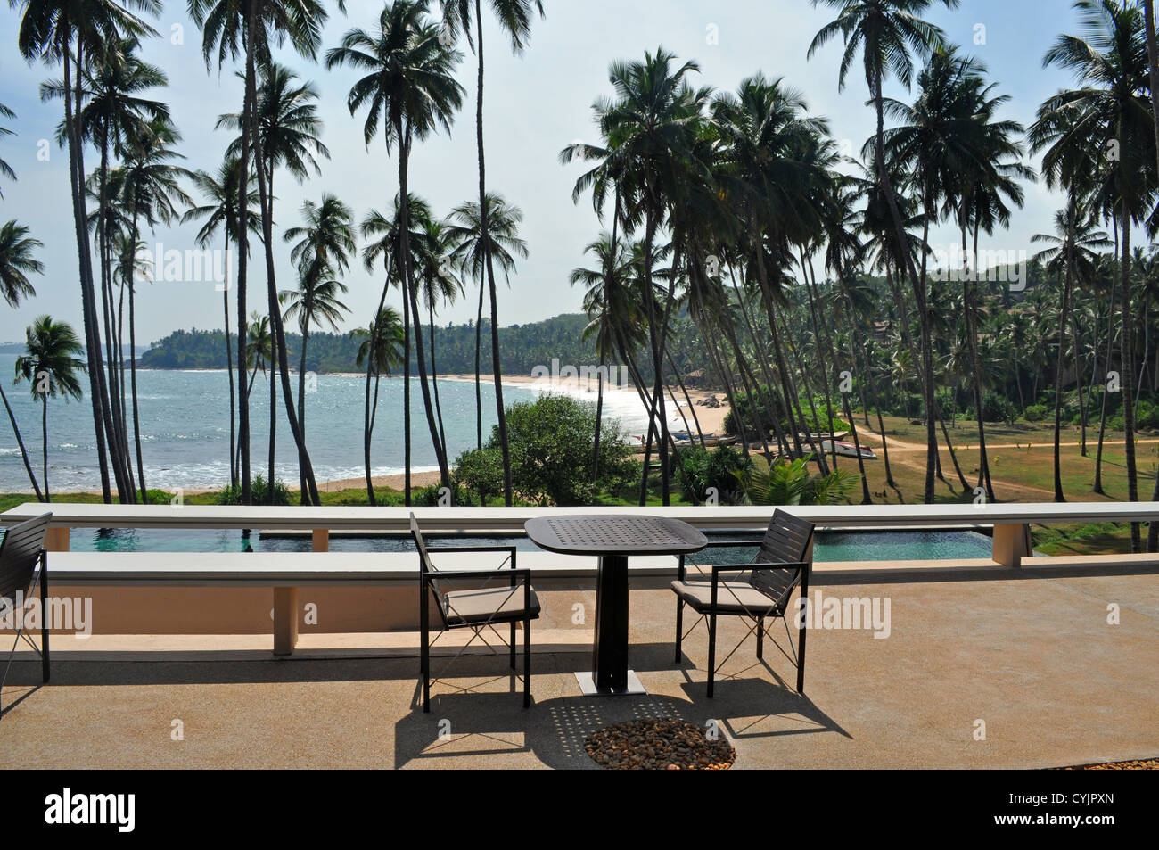 The pool and palm trees at the Amanwella resort in Bodhi Mawatha, Wella ...