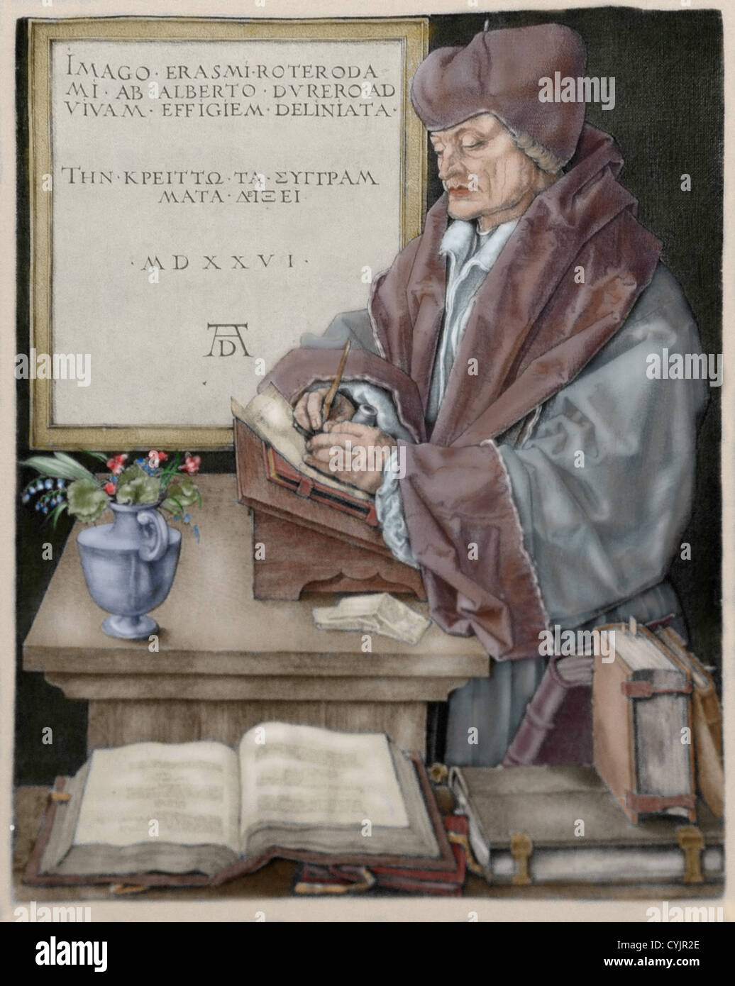 Erasmus of Rotterdam (1466-1536). Dutch humanist. Burin engraving by ...