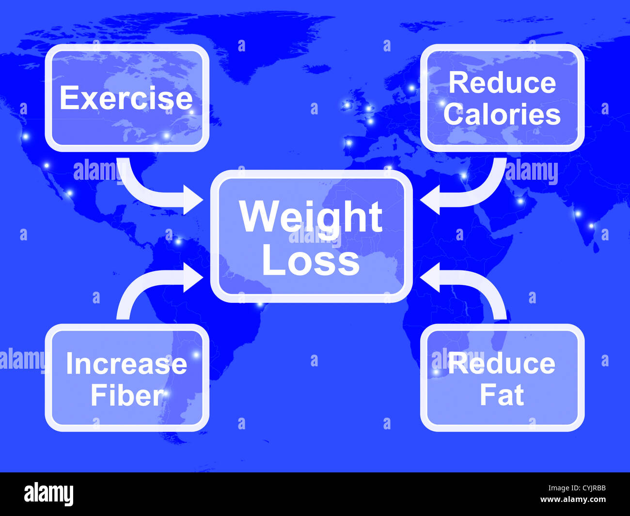 Weight Loss Diagram Shows Fiber Exercise Fat And Calories Stock Photo ...